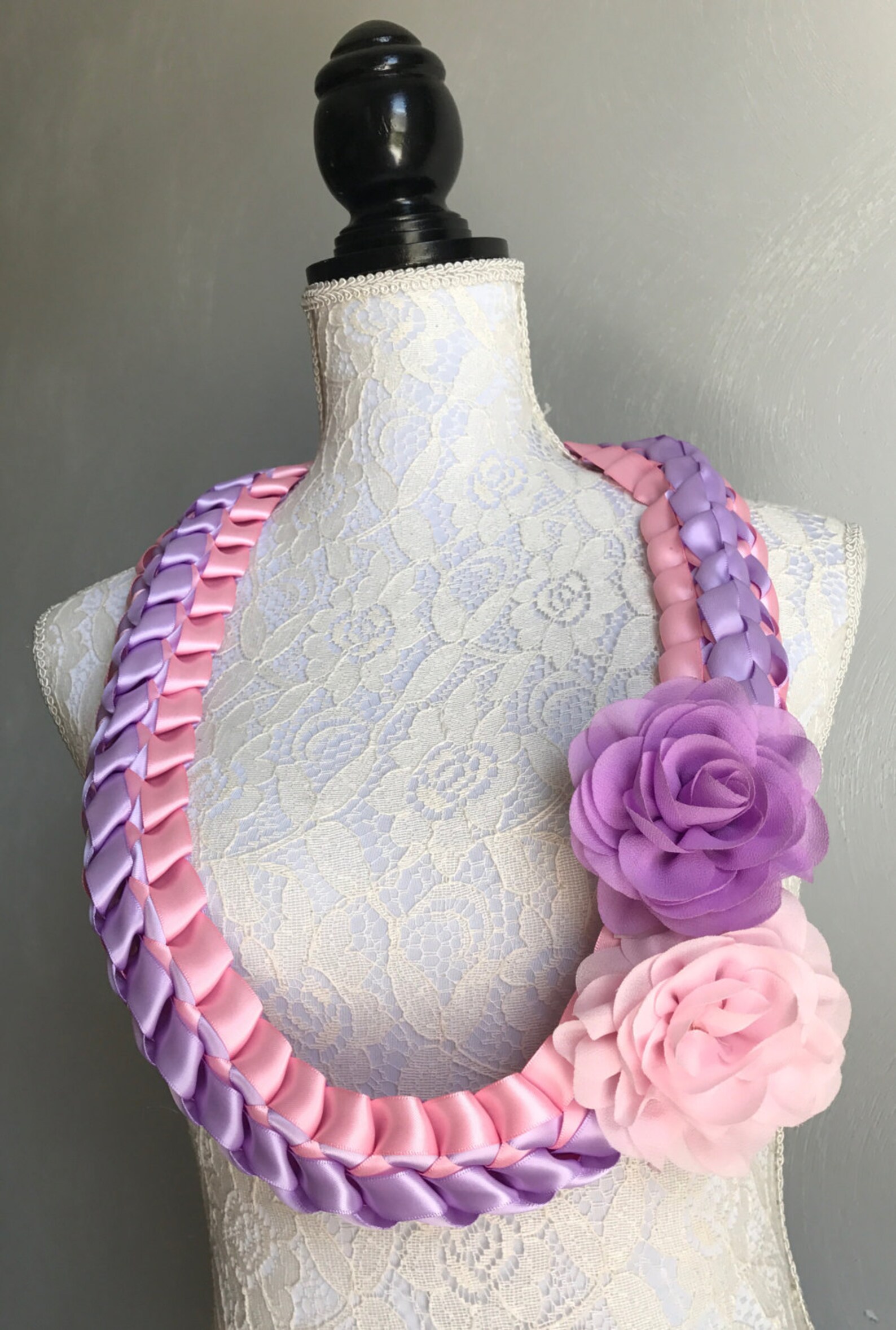 Graduation Lei Pink and Purple Ribbon Lei Satin Ribbon Lei - Etsy