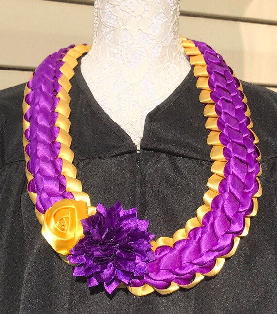Graduation Lei JMU Ribbon Lei Lakers Satin Ribbon Lei College | Etsy