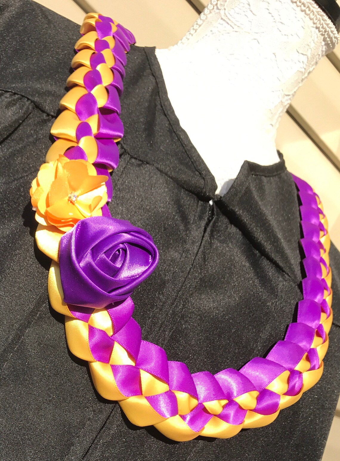 Graduation Lei JMU Ribbon Lei Lakers Satin Ribbon Lei College - Etsy