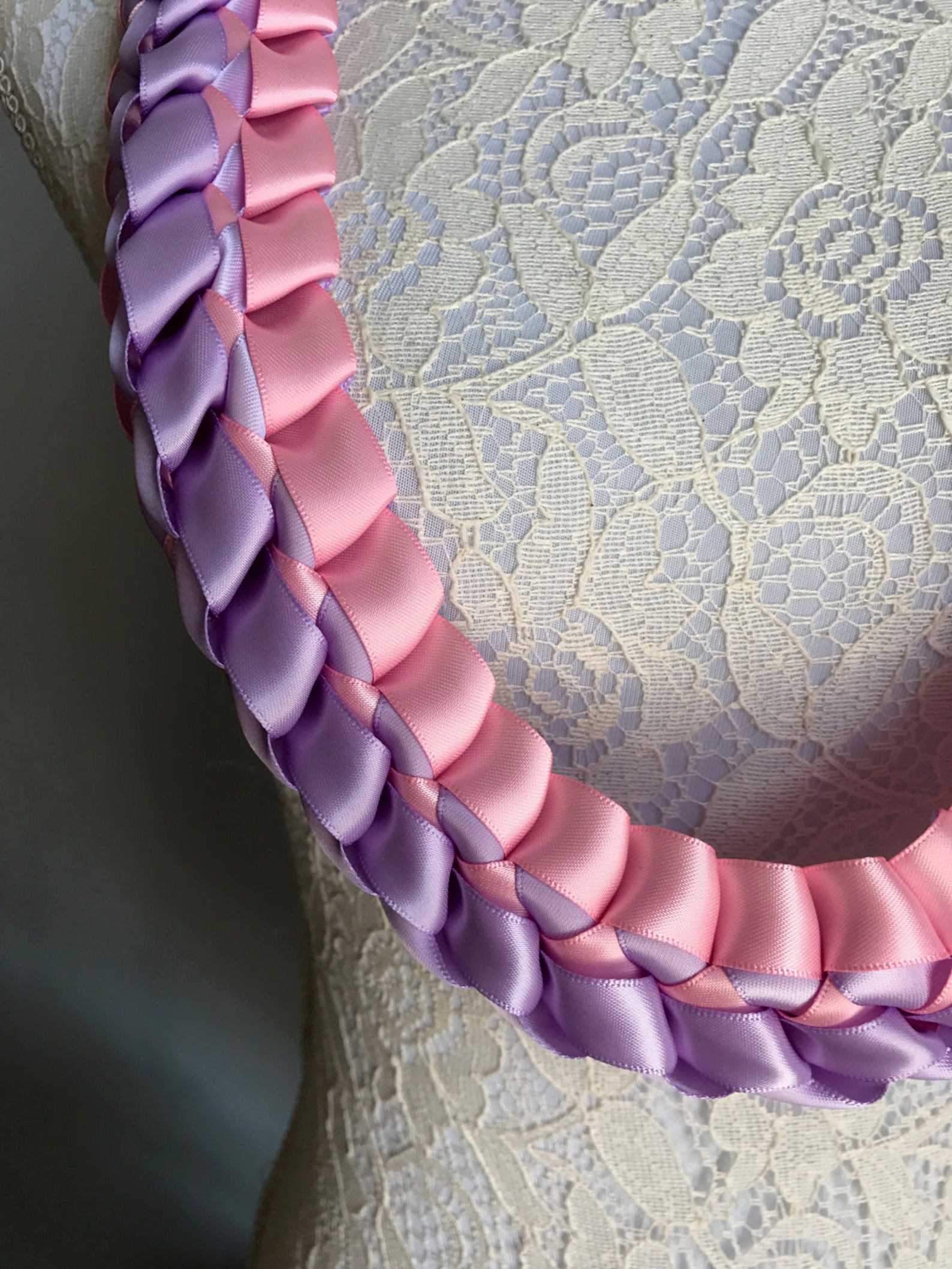 Graduation Lei Pink and Purple Ribbon Lei Satin Ribbon Lei - Etsy