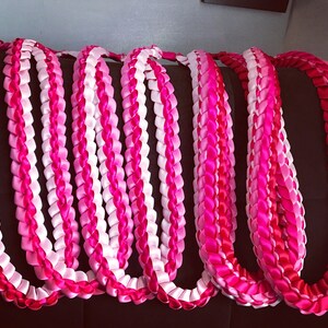 Graduation Lei Pink, Light Pink, Magenta and Ivory Ribbon Lei Satin ...
