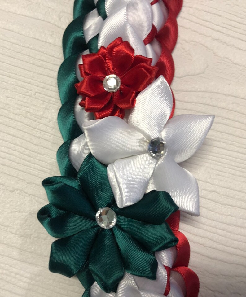 Graduation Lei Mexico Italian Inspired Hunter Green Red White - Etsy