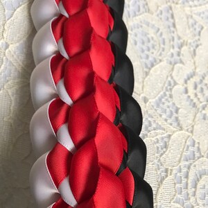 Graduation Lei Red Black and White Lei Satin Ribbon Lei School Spirit ...