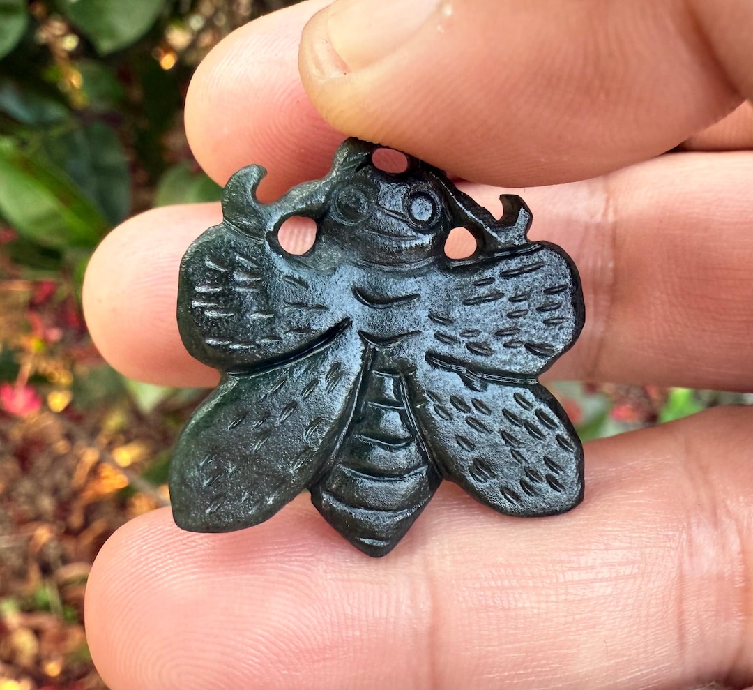 Black Jade Bee Pendant: Burmese Jadeite Carved Necklace - Etsy
