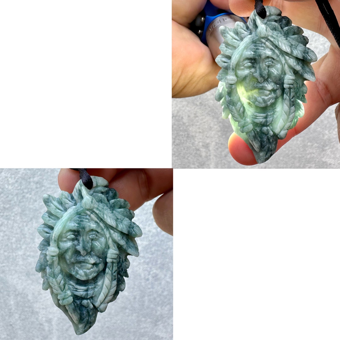 Carving Red Indian native American green Jade, Green Jadeite ...