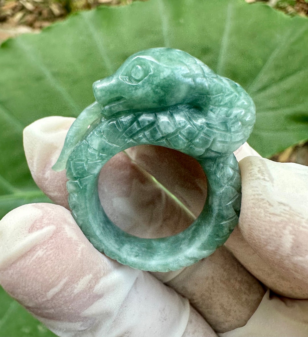 Green Jadeite Snake Ring - Burma Jade - Size 9 US - Etsy