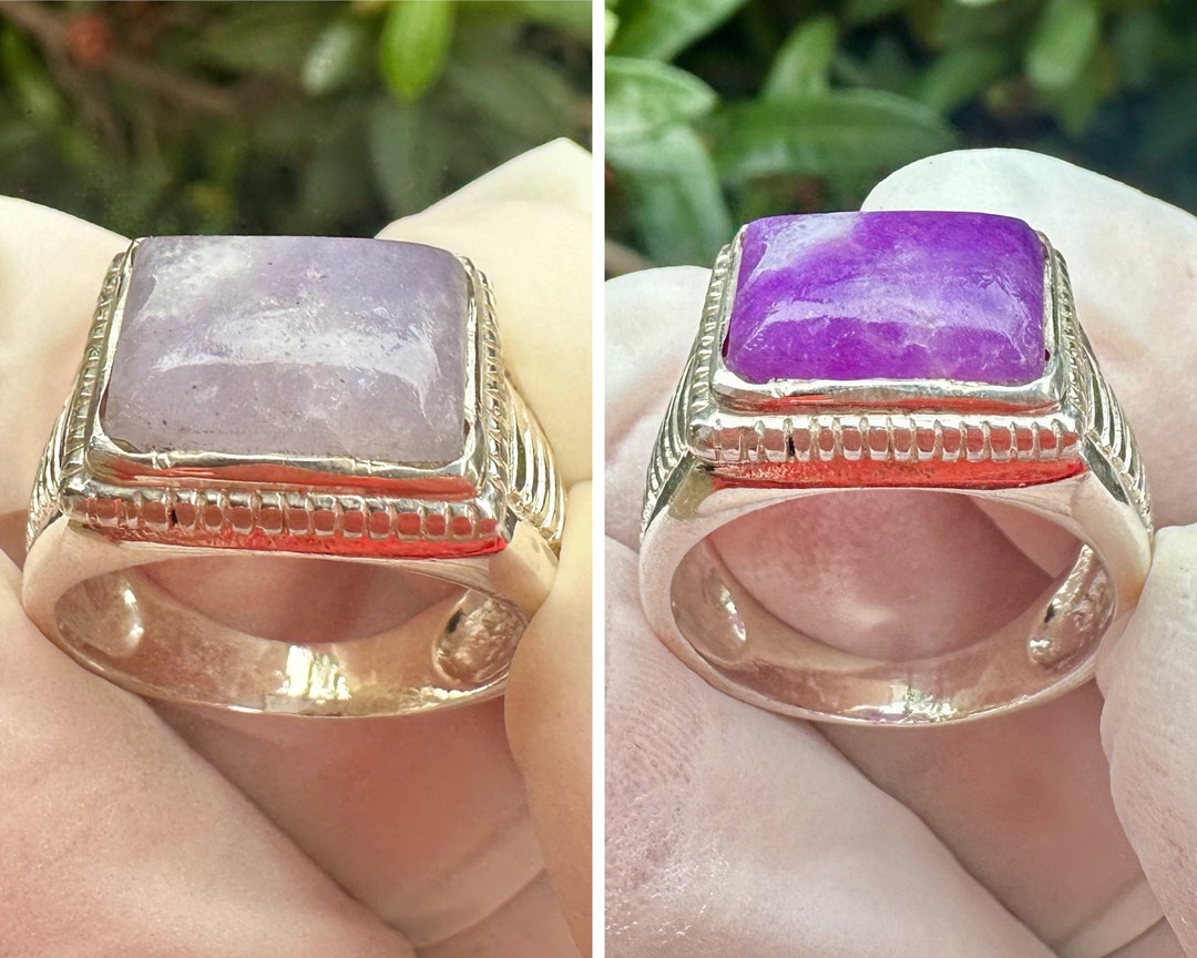 Rare Gemstone Natural Hackmanite UV Color Change Sterling Silver Ring ...