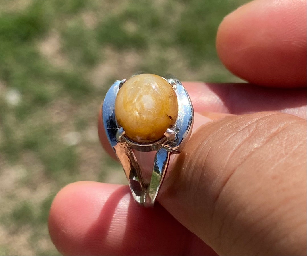 Natural Yellow Star Sapphire sapphire Burmesesilver Ring - Etsy