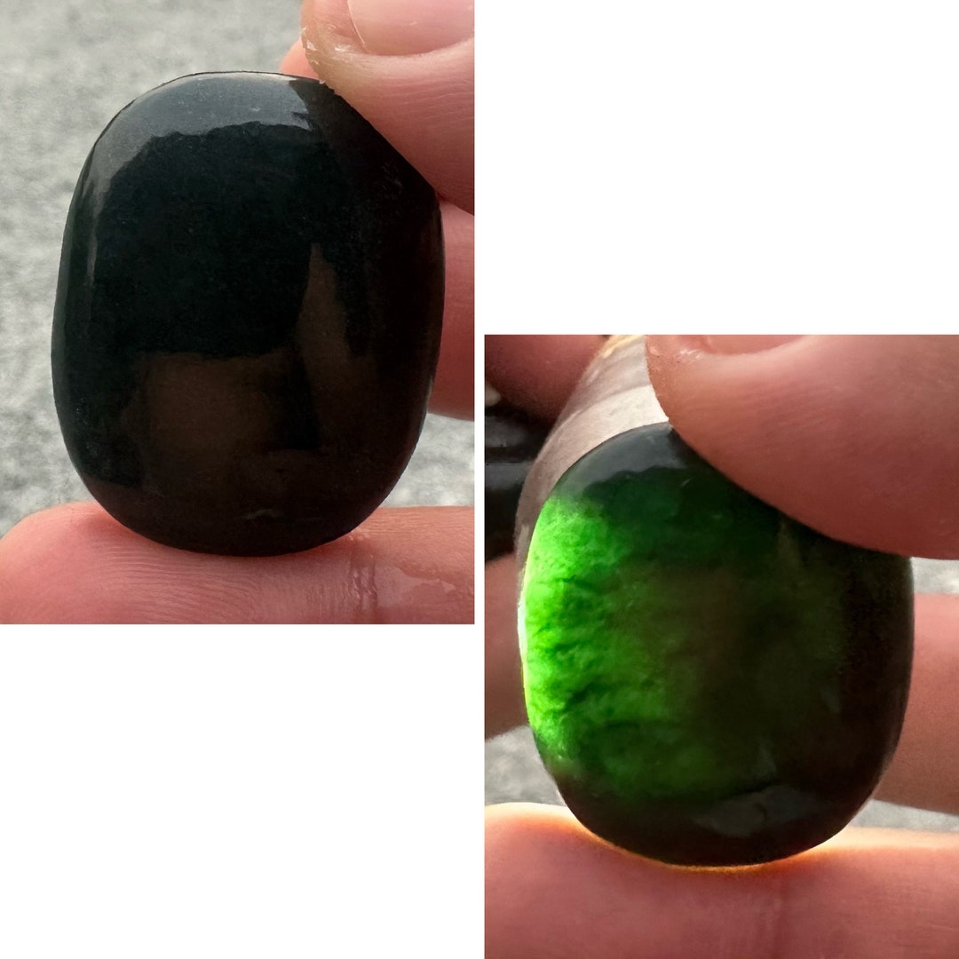 42.50 Carats Natural Black Jade, Jadeite Burmese,translucent Black ...