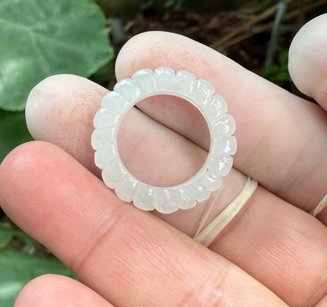 Type A Burmese White Jadeite Jade Ring: 15.40 Carats, Size 7 - Etsy