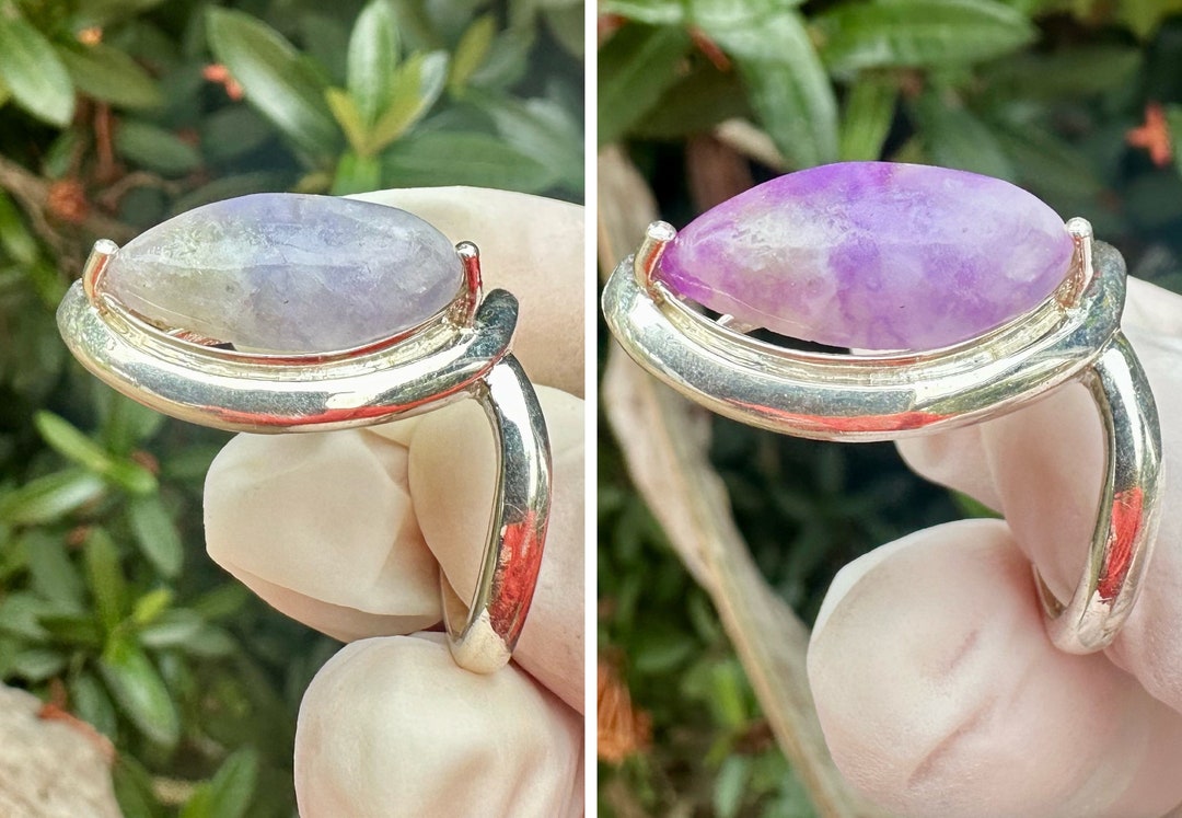 Rare Gemstone Natural Hackmanite UV Color Change Sterling Silver Ring ...