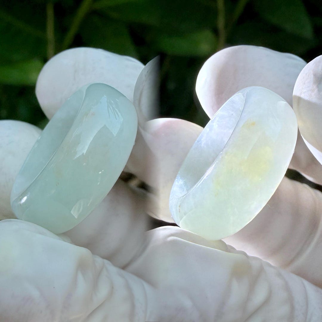Type A Burmese Jadeite Jade Ring: Two-tone Honey Green, Size 6.5 Us - Etsy
