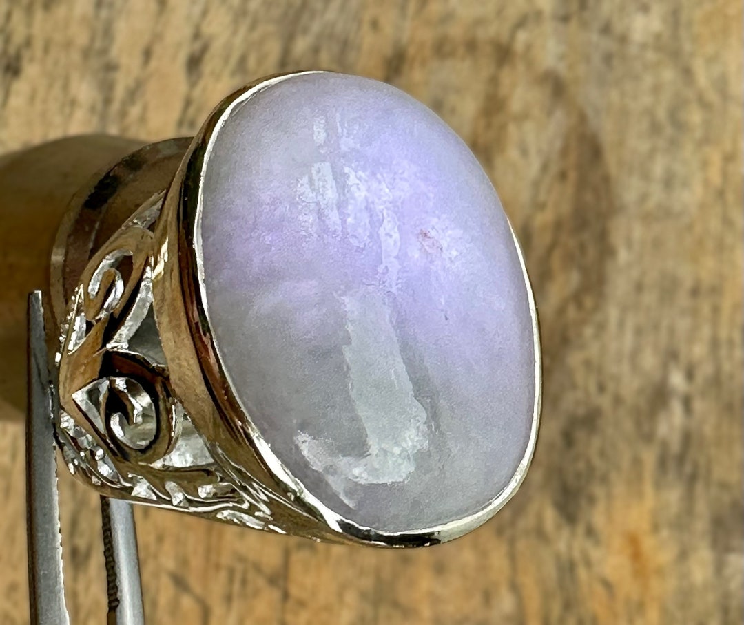 Burma Lavender Glass Jade and Small White Topaz untreated - Etsy