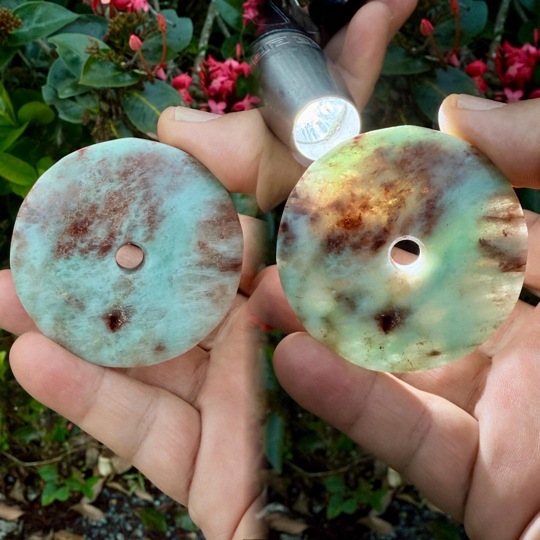 Burmese Yellow and Green Jadeite Donut: Type A Jade Disc,52.2 Mm 227.50 ...