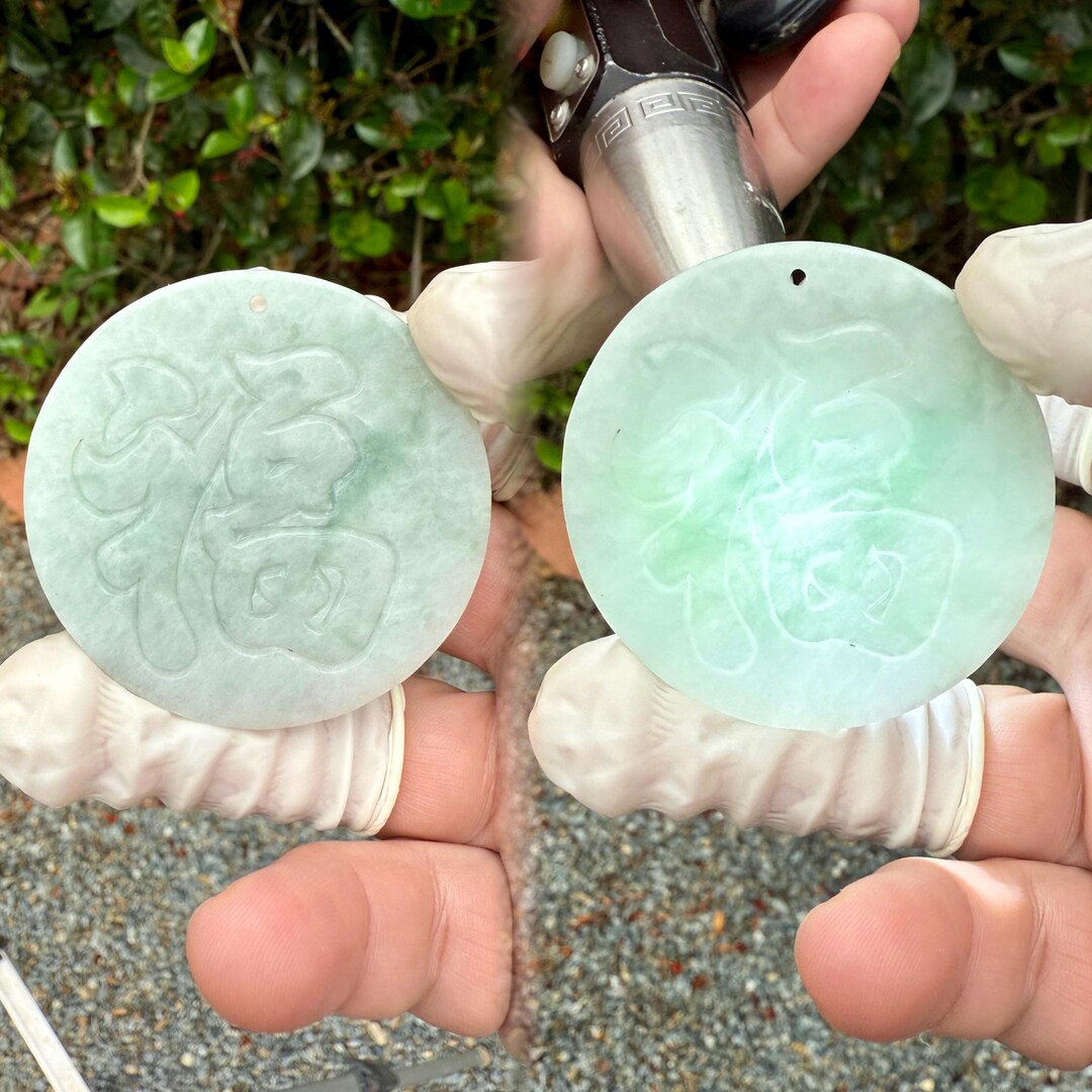 Translucent Green Jadeite Pendant: Burmese Type A Jade Amulet - Etsy
