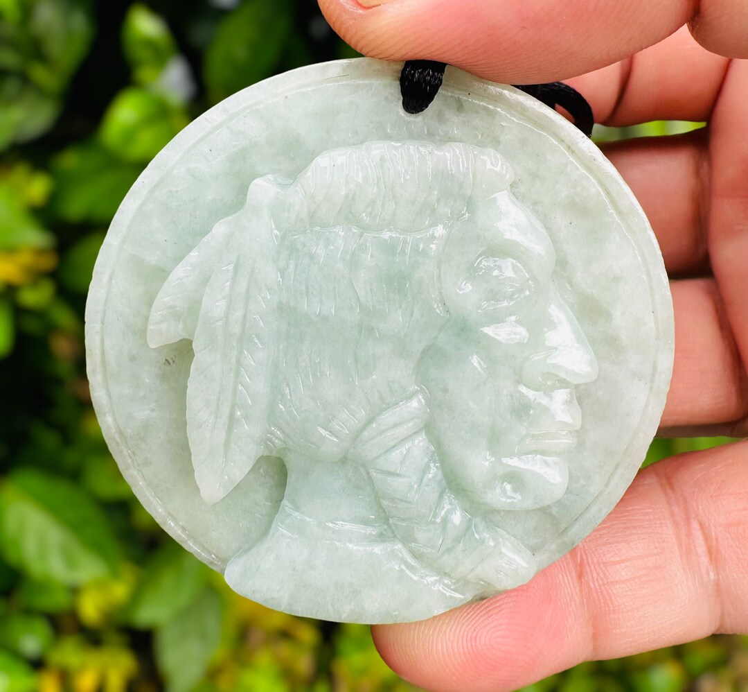 Carving Red Indian (native American )green Jade Jadeite Translucent ...