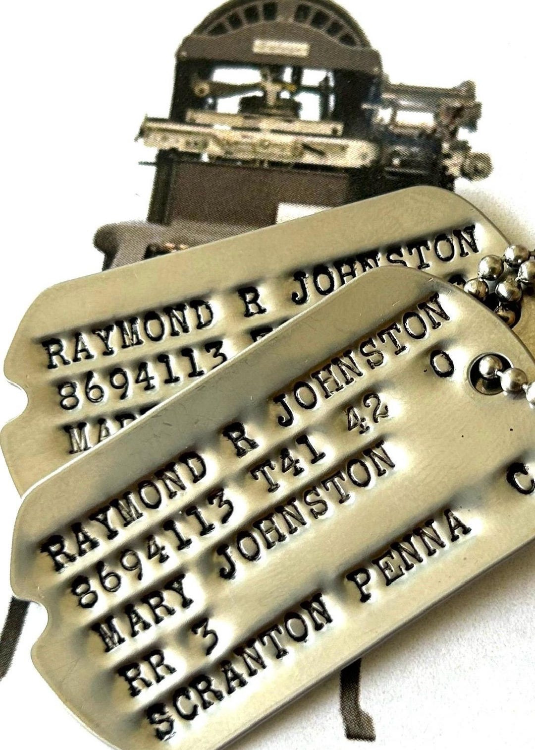 2-world War II Notch Dog Tags 18 Letter Line Debossed (stamped In ...