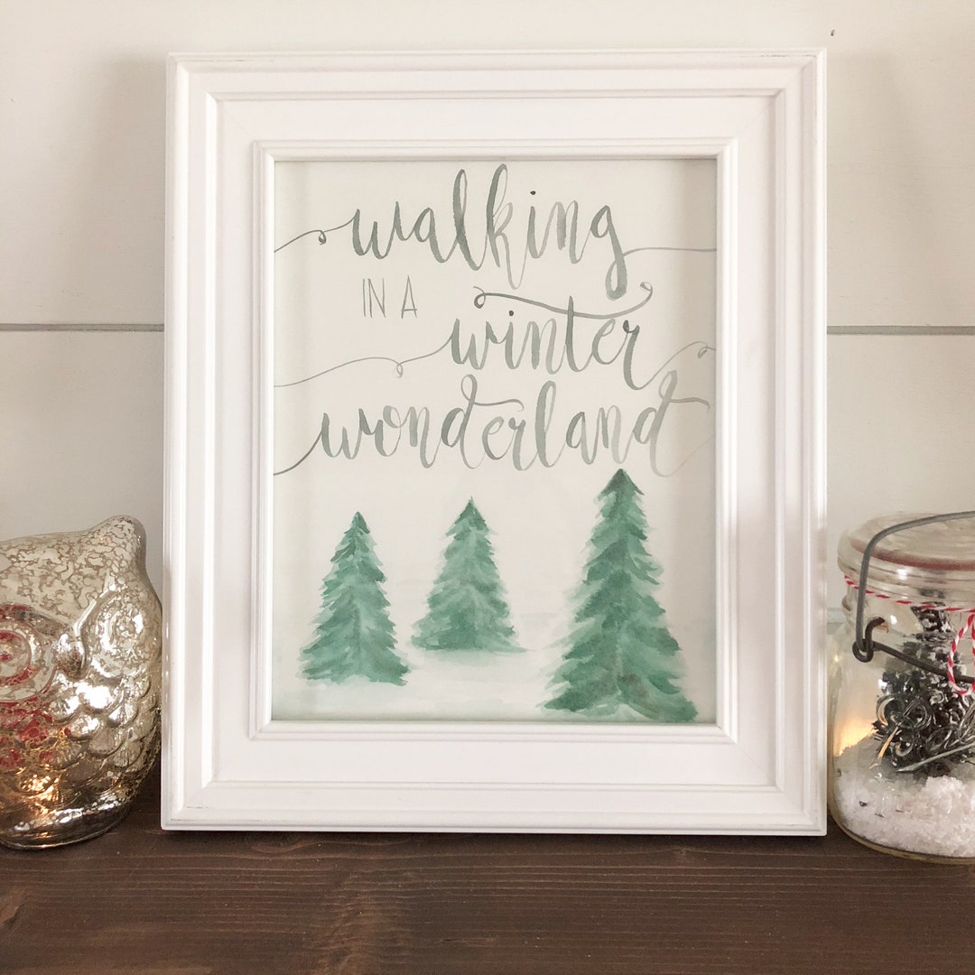 Christmas Printable - Evergreen Trees Print, Walking in a Winter ...