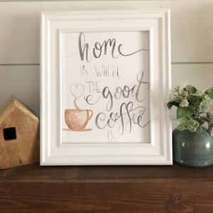 Coffe Printable Home is Where the Good Coffee is Print, Handlettering ...