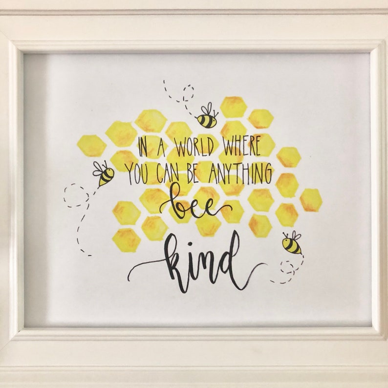 Bee Kind Printable - Bee Kind Watercolor, Bee Kind Quote Print ...