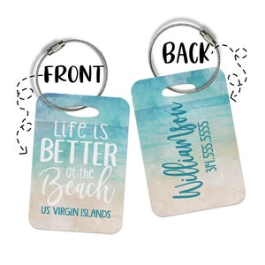Personalized Bag Tag - Beach Luggage Tag - Life is Better at the Beach ...