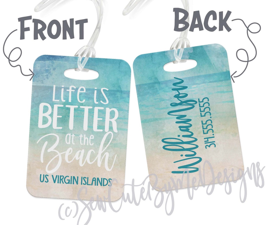Personalized Bag Tag Beach Luggage Tag Life is Better at - Etsy