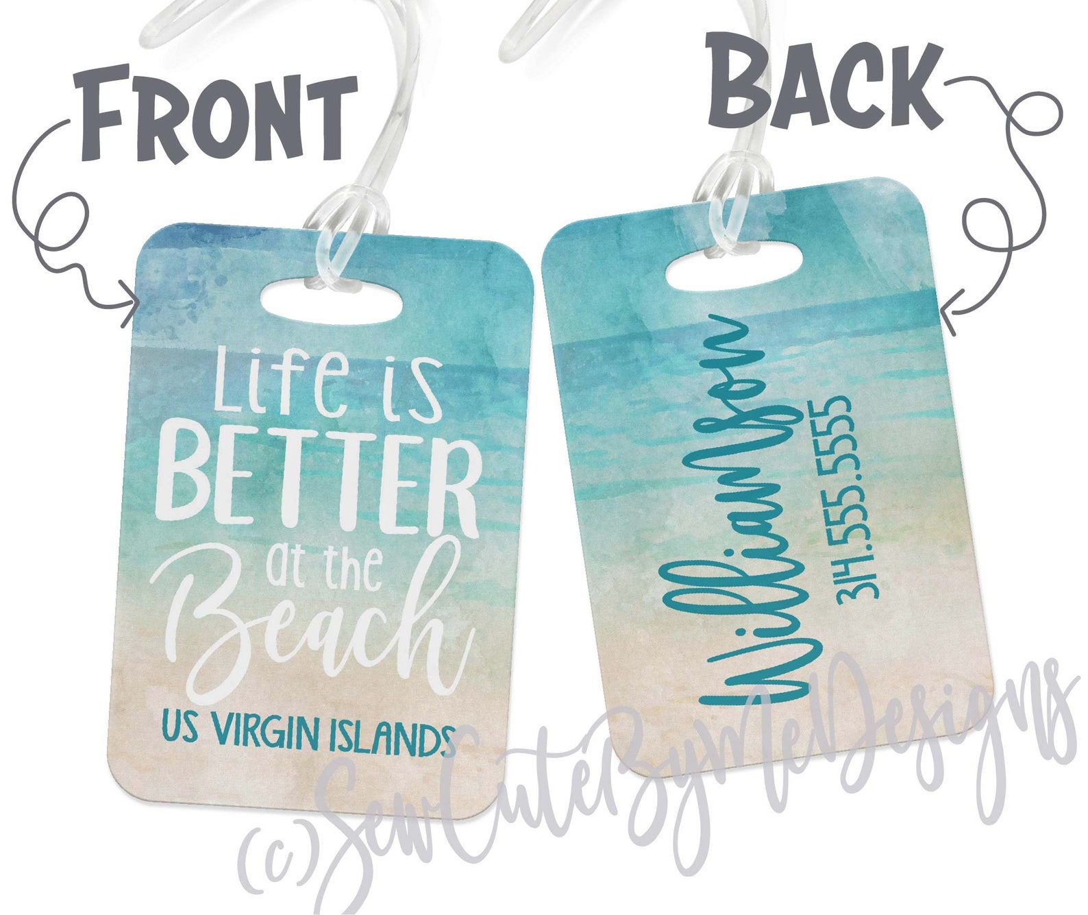 Personalized Bag Tag Beach Luggage Tag Life is Better at | Etsy