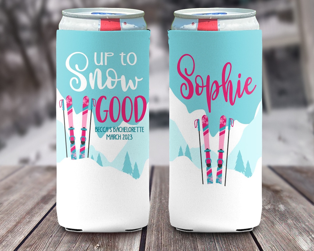 Personalized Slim Can Coolers - Mountain Ski Vacation Slim Can Coolie ...