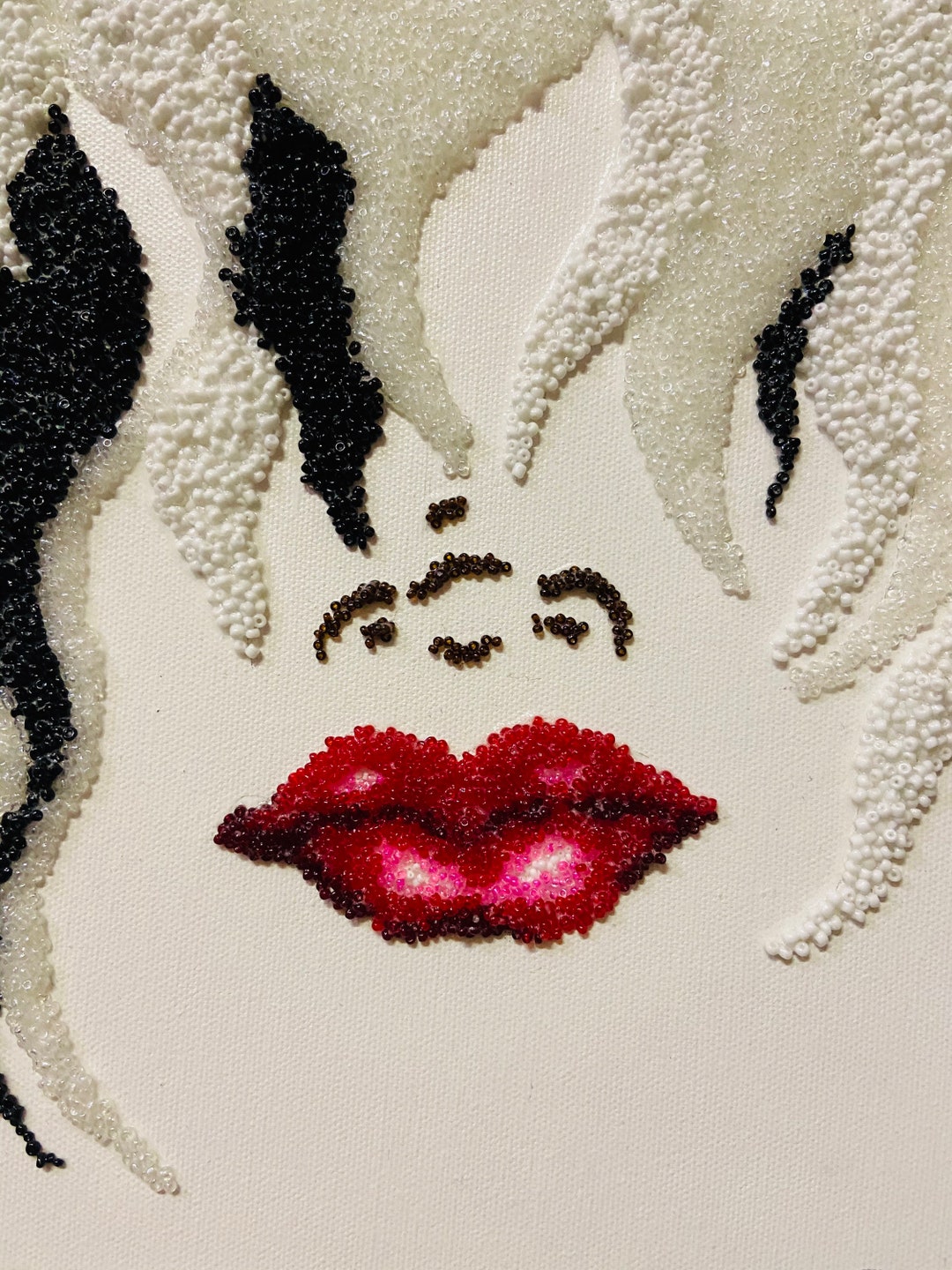 Ruby Lips Bead Painting on Canvas - Etsy