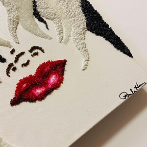 Ruby Lips Bead Painting on Canvas - Etsy