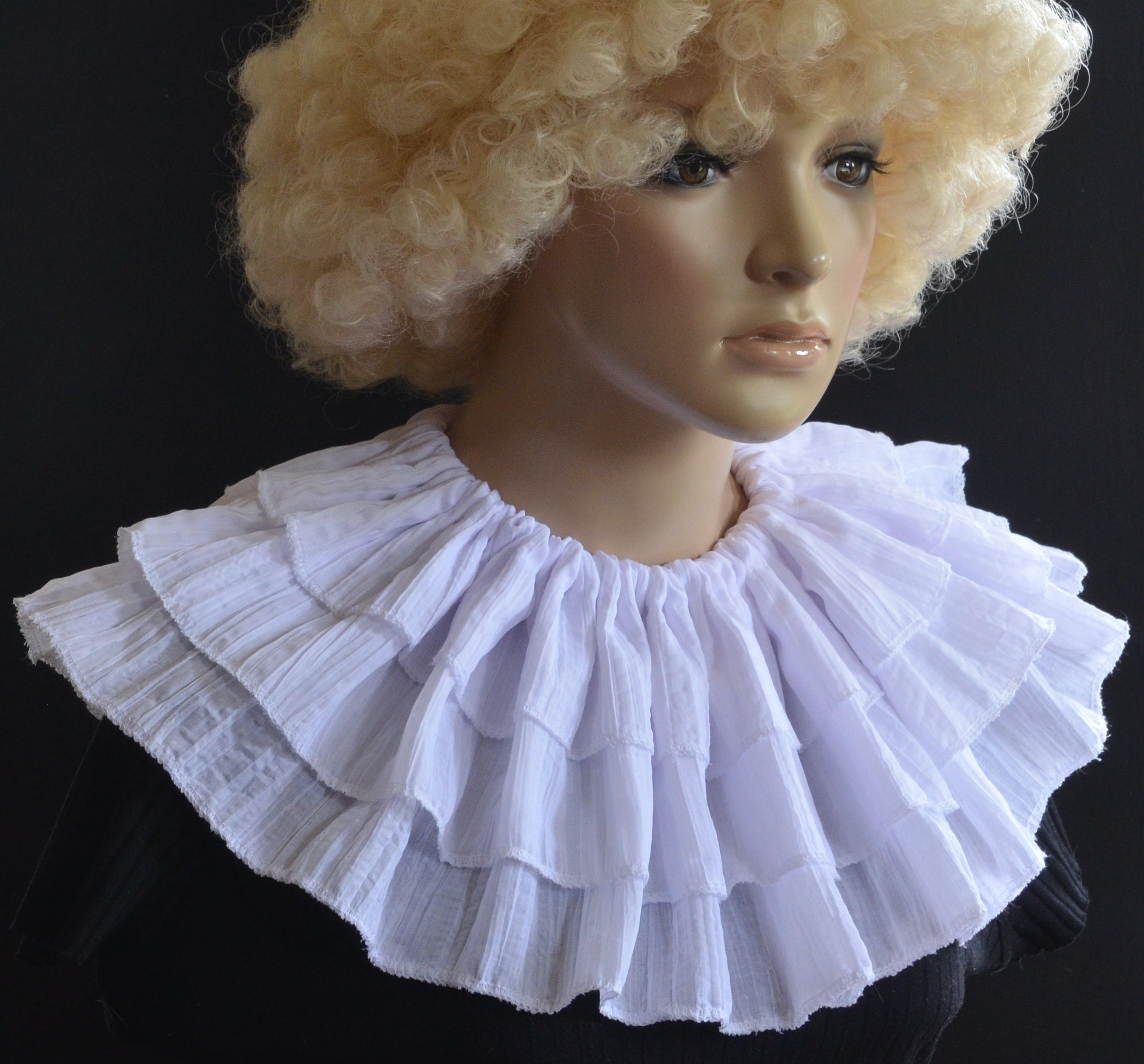 3 LAYER CLOWN COLLAR Layered Ruff/ruffle in Soft White Crinkle - Etsy
