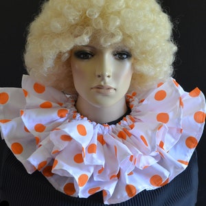 CLOWN COLLAR - White With Orange Spots - Polka Dot Circus Neckwear ...