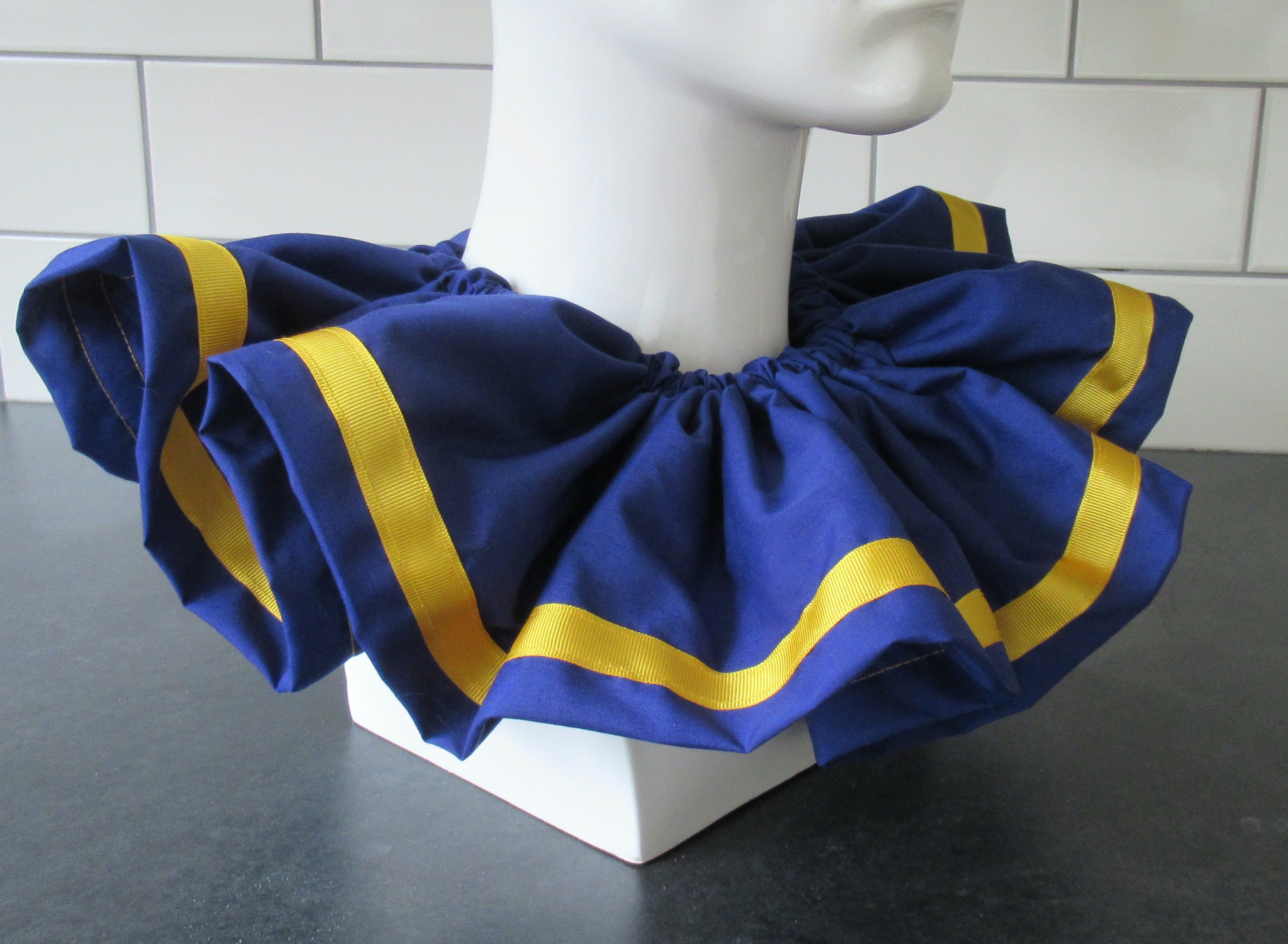 Dark Blue With Yellow Stripe Moondrop Clown Collar Neck - Etsy Dark Blue With Yellow Stripe Moondrop Clown Collar Neck - Etsy