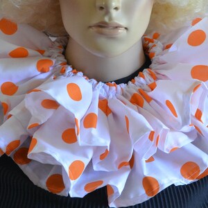 CLOWN COLLAR - White With Orange Spots - Polka Dot Circus Neckwear ...