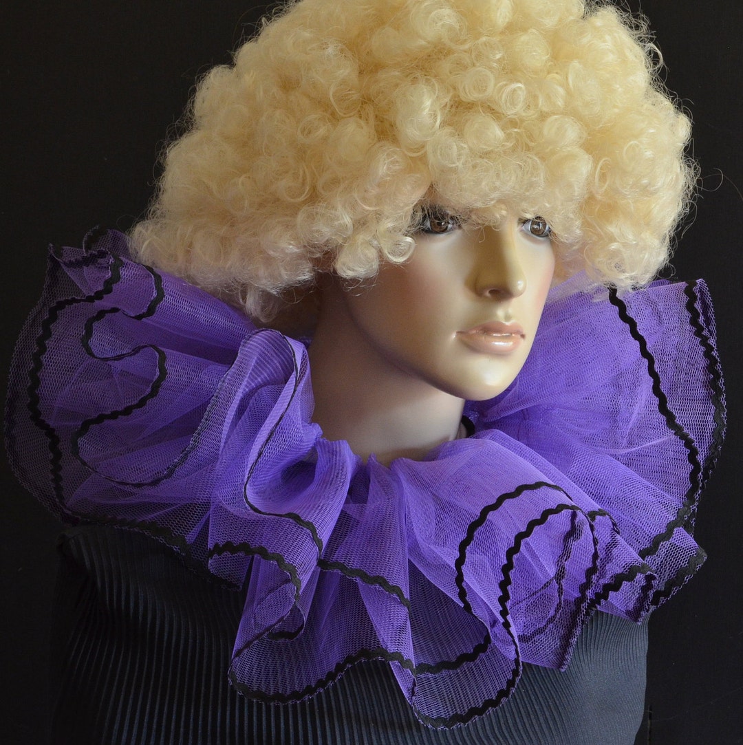 Burlesque Ruff CLOWN COLLAR - Ruffle in Purple Net With Black Ric-rac ...