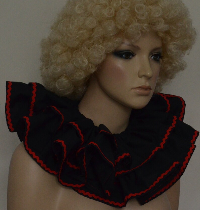 Black and Red 2 Layer Circus Clown Collar Neck Ruff/ruffle - Etsy