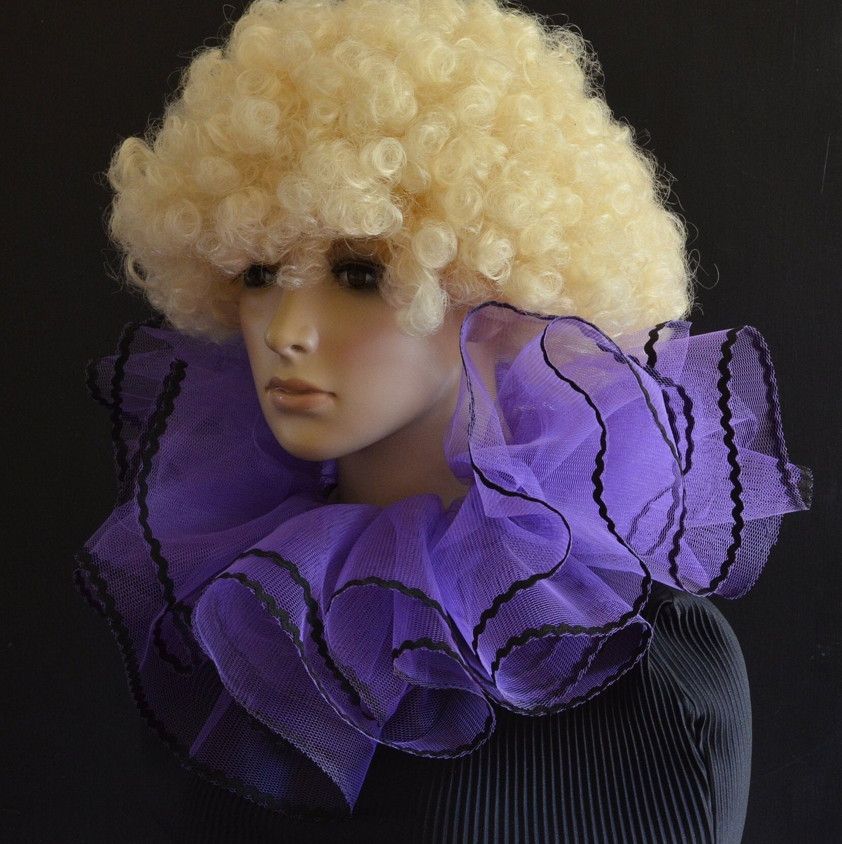 Burlesque Ruff CLOWN COLLAR Ruffle in Purple Net With Black | Etsy