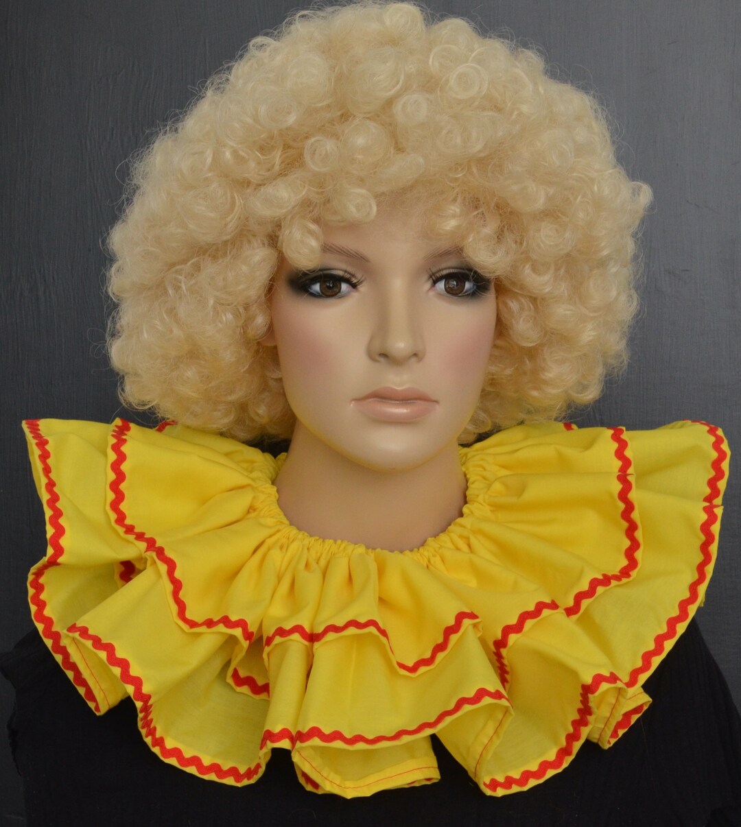 Yellow and Red Circus Clown Collar, Fancy Dress Neck Ruff/ruffle, 2 ...