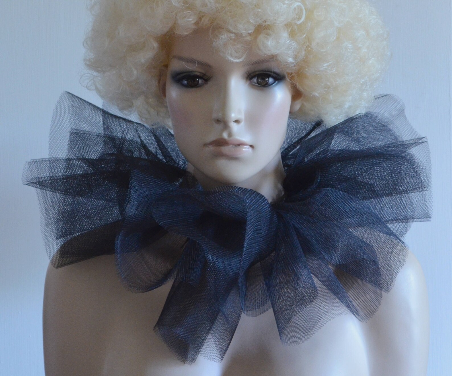 BURLESQUE CLOWN COLLAR 2-layer black net fabric neck ruffle | Etsy