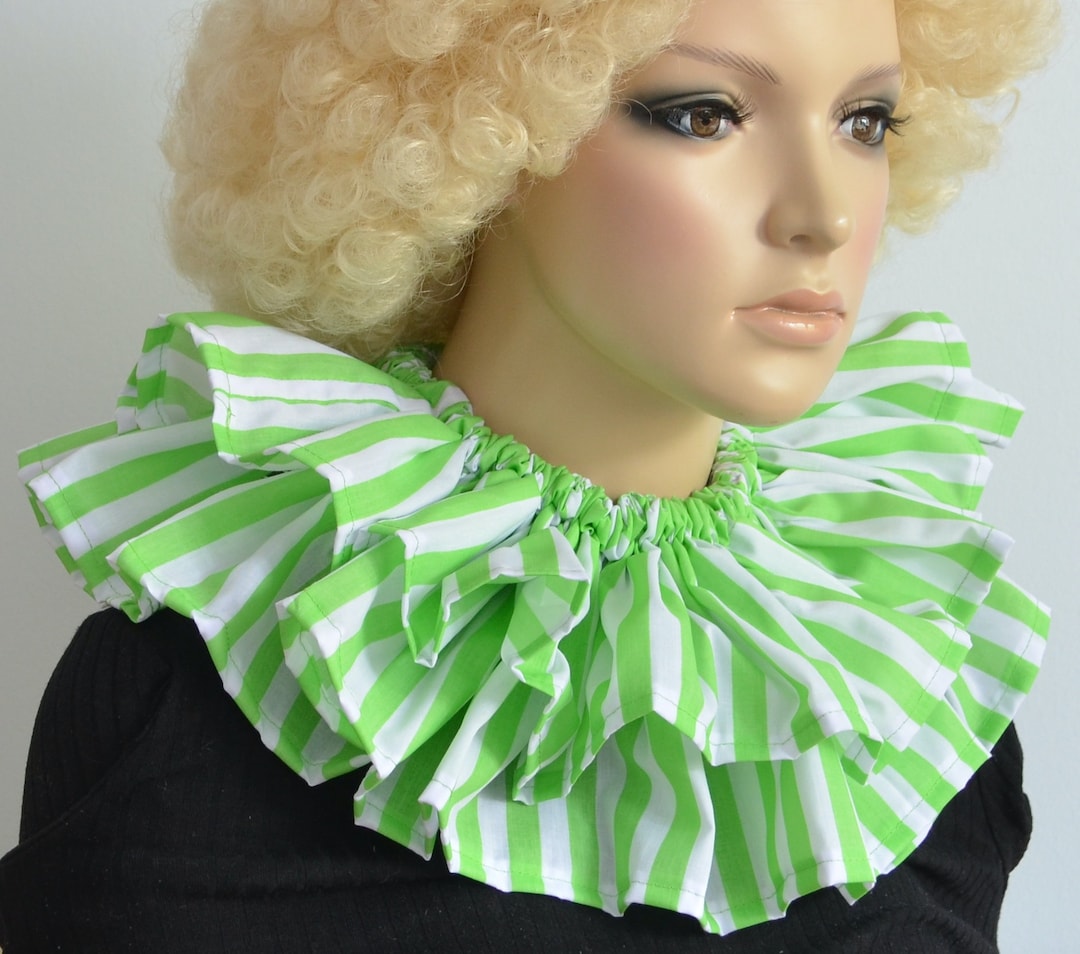 Green and White Stripe Clown Ruffle Circus Collar - Fancy Dress Ruff - Etsy