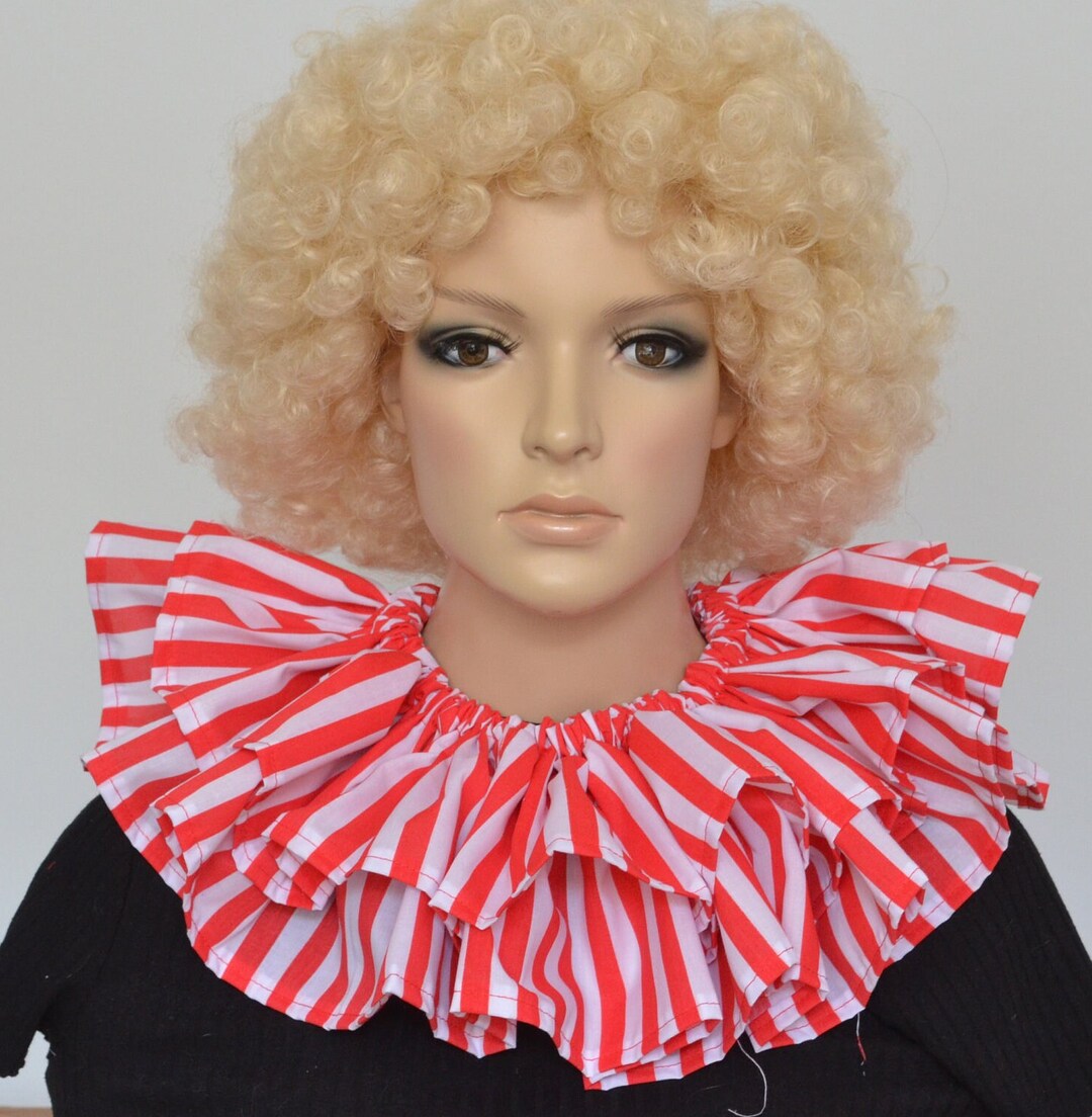 CLOWN COLLAR - Red and White Stripes - Fancy Dress Layered Ruff - Neck ...