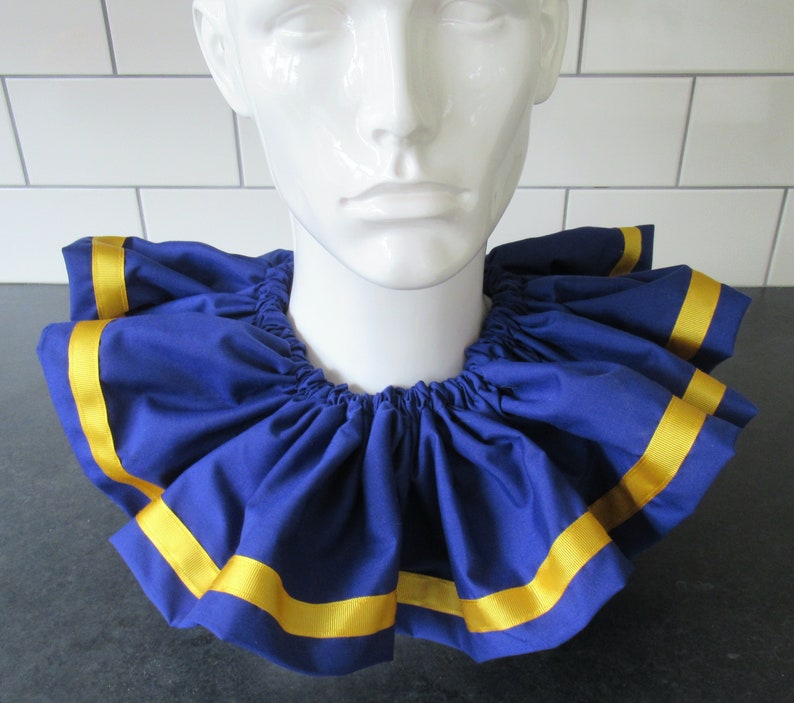 Dark Blue With Yellow Stripe Moondrop Clown Collar Neck - Etsy Dark Blue With Yellow Stripe Moondrop Clown Collar Neck - Etsy