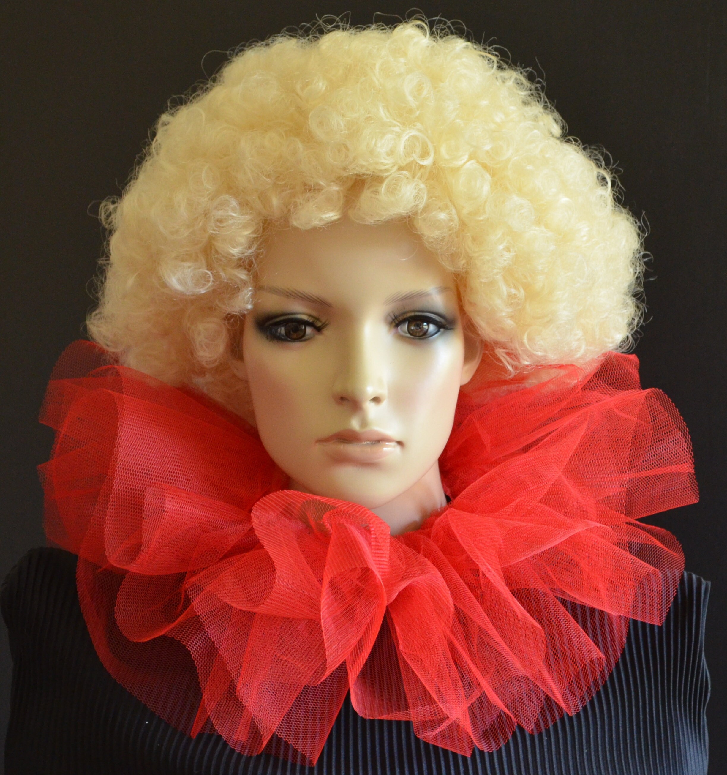BURLESQUE CLOWN COLLAR 2-layer red net fabric neck ruffle for | Etsy