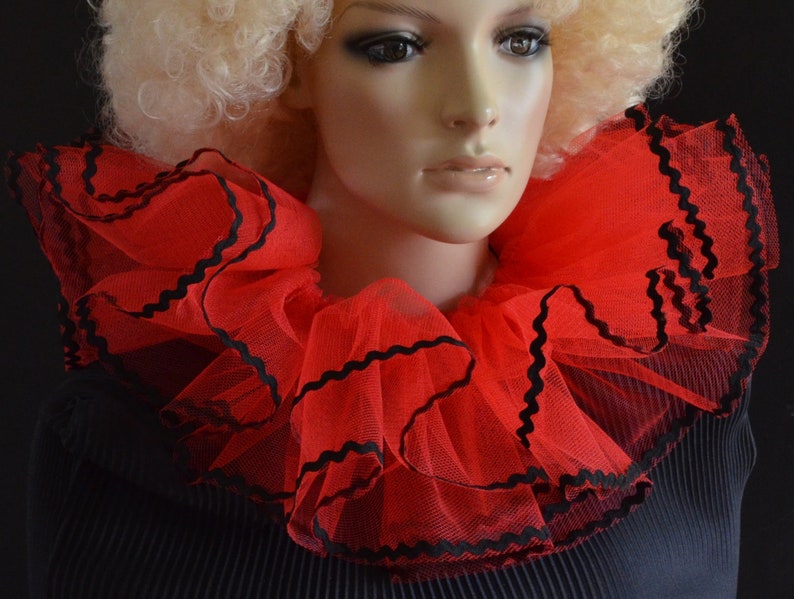 Red and Black Burlesque Clown Collar or Neck Ruff Ruffle - Etsy UK