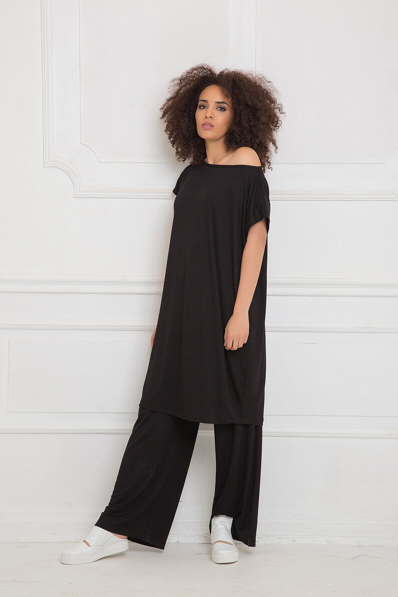 Women Set Black Set Tunic And Pants Black Jumpsuit Women | Etsy