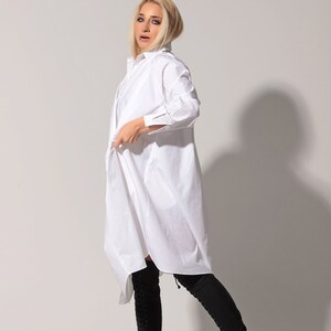 Cotton White Tunic Oversize Top Plus Size Clothing Avant - Etsy
