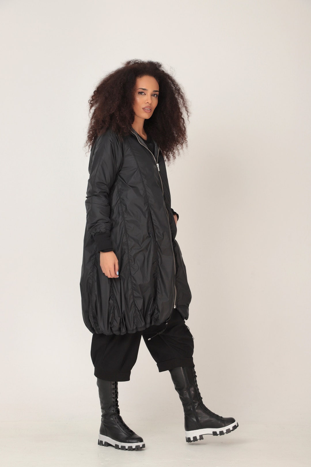 Black Oversized Parka Coat: Sporty A-line Hooded Winter Outerwear - Etsy