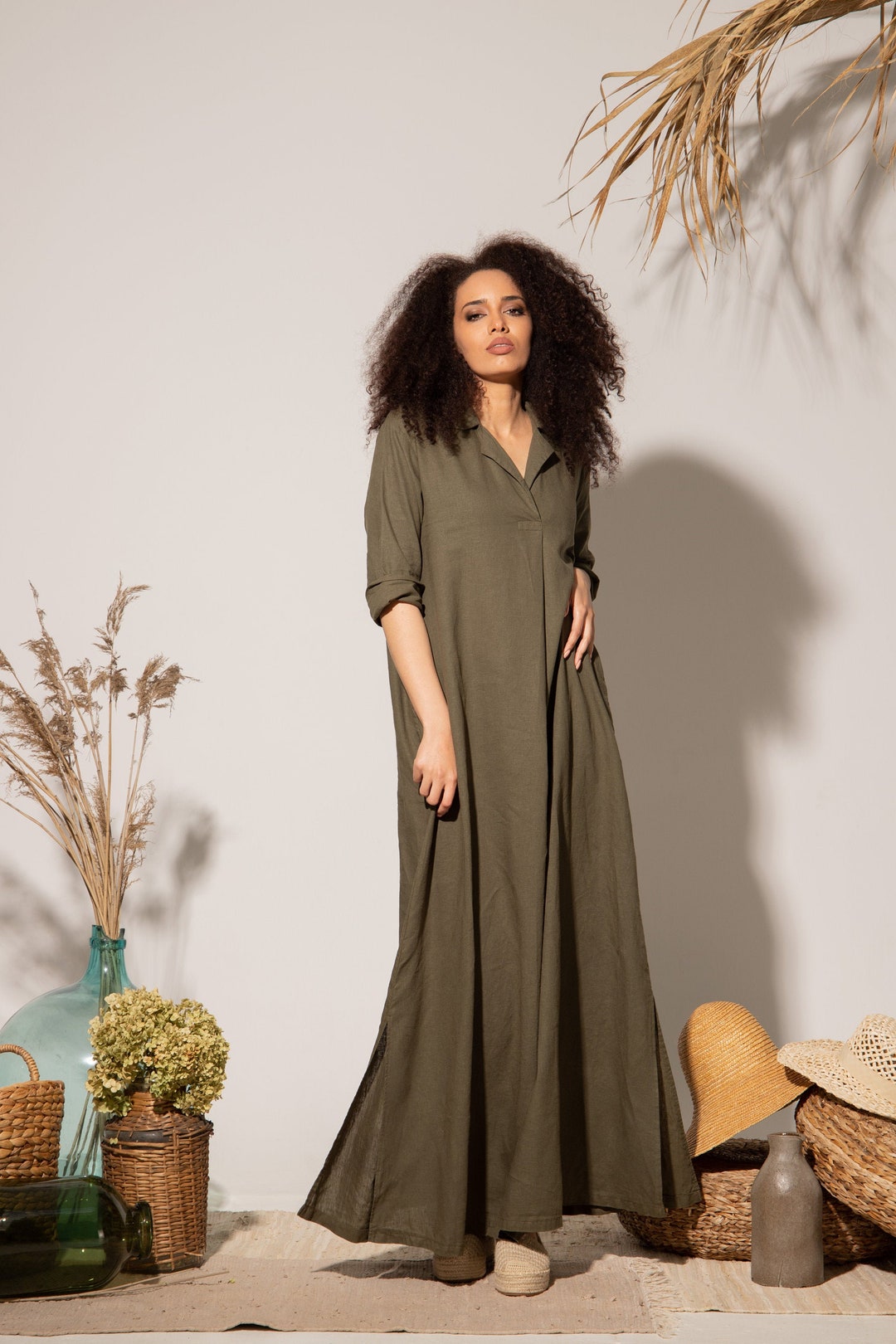 Linen Maxi Dress Linen Long Dress Linen Clothing Dress for - Etsy