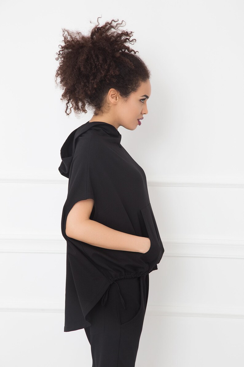 Women Black Hoodie With Front Pockets Black Hoodie Black | Etsy