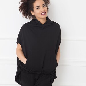 Women Black Hoodie With Front Pockets Black Hoodie Black - Etsy